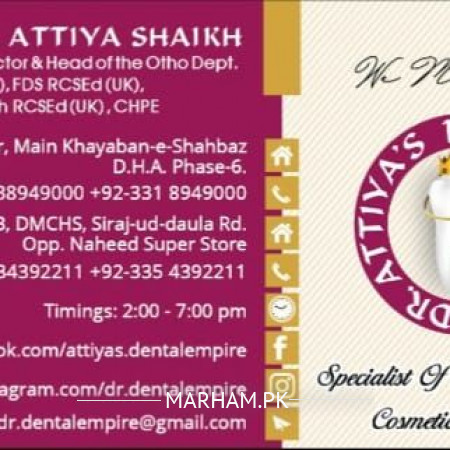 Prof. Dr. Attiya Shaikh - Dentist at Dr Attiyas Dental Empire | Marham